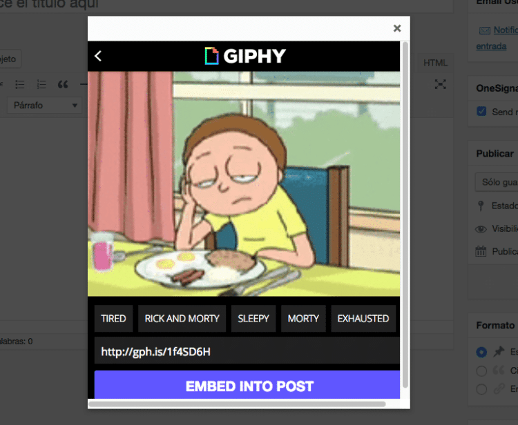 Cómo añadir gifs animados de Giphy en WordPress